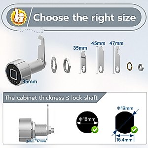 Fingerprint Cabinet Lock, Pothunder Smart Lock with Bluetooth & Fingerprint, Keyless Drawer Furniture Lock, USB Charging Fingerprint Lock, Ideal for Home, Office, Furniture, Mailbox (20MM)