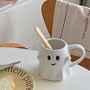 TOKZON Ghost Mug, Halloween Coffee Mug, Cute Ghost Coffee Mug, Ghost Halloween Ceramic Coffee Mug, 14 Fl Oz (1pcs)
