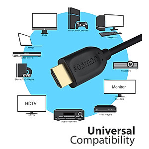 Fosmon 4K HDMI Cable 10FT/3M, HDMI 2.0 Cable 4K@60Hz/2160p Support 18Gbps, HDCP, 3D, ARC, Dolby TrueHD, 30AWG Compatible with UHD TV, PC Monitor, Console, PS4, PS5, Xbox 360/One/X/S, Nintendo Switch