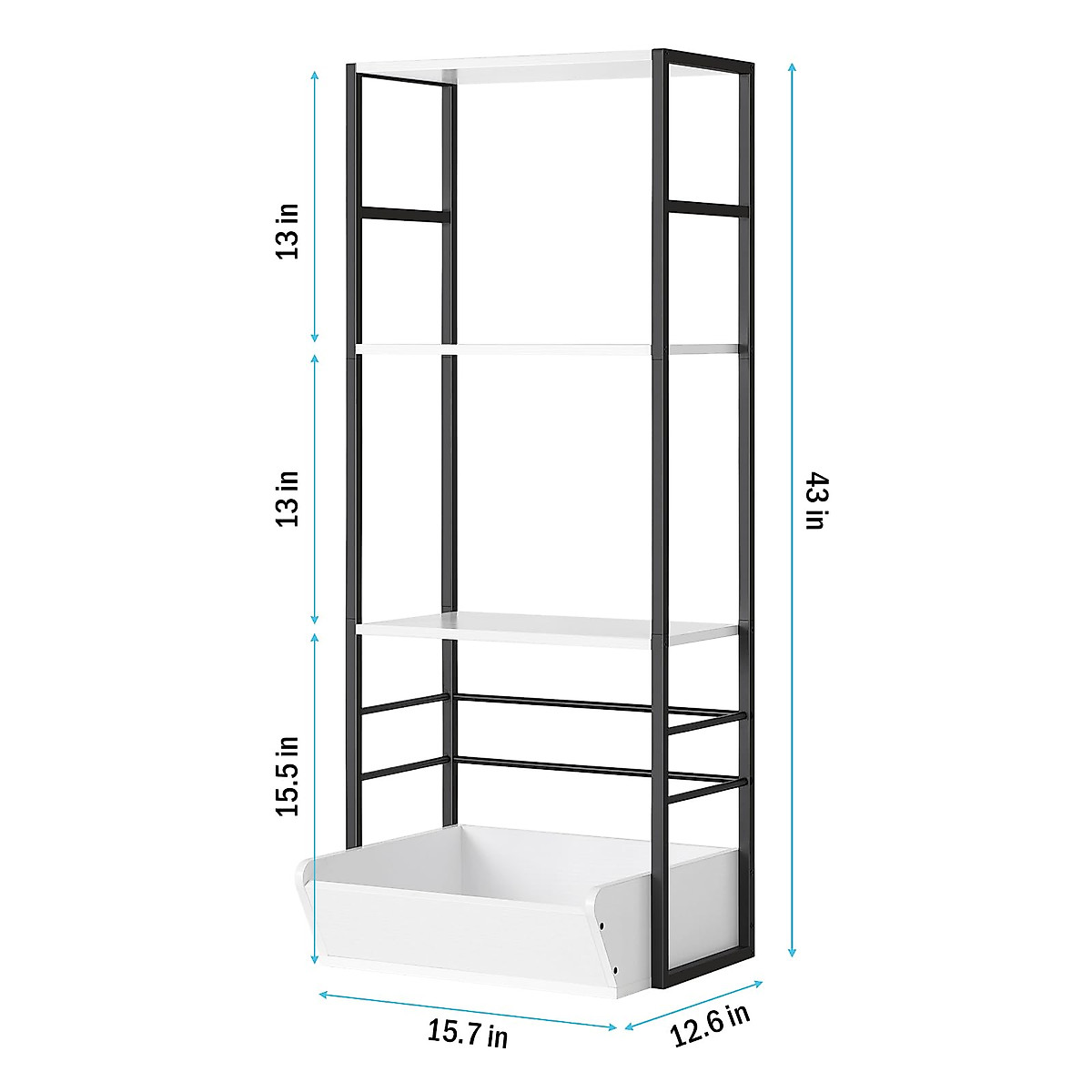 LING RUI 4-Tier Tall Bookcase,Narrow Bookshelf for Small Space,Wood and Metal Book Shelf Storage Organizer for Home Office,Living Room,Entryway,Industrial