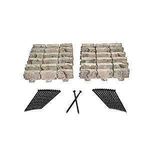 EasyFlex No-Dig Landscape Edging with Anchoring Spikes, 2.7 in Tall Decorative Stone-Look Garden Border, 15 Foot Kit, Brown | EasyFlex 1989N-24C Spiral Landscape Edging Anchoring Spikes, 24 Count