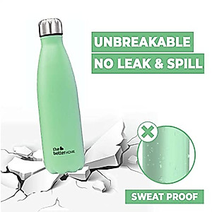 The Better Home 500 Stainless Steel Insulated Water Bottle | Thermos Flask 500ml | Hot and Cold Steel Water Bottle 500ml | Food Grade & BPA Free Insulated Water Bottles (Pack of 2)