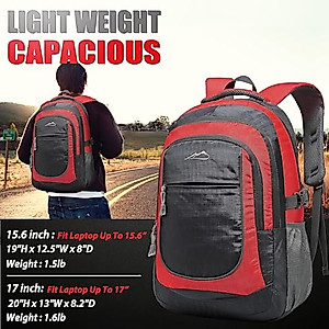 ProEtrade Extra Large Backpack Bookbag for College Travel Laptop Business Hiking Backpack Fit Laptop Up to 17 Inch Sturdy Multi Compartment Gifts for Men Women Night Light Reflective (Light Red)