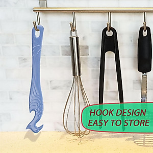 Oven Rack Push Pull Tool 2-Pack oven rack puller push pull stick tool(11 Inch), oven rack pullers with longer handle suitable for oven, toaster oven, air fryer, toaster oven (2, blue (colour))