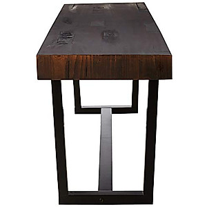 Walker Edison Industrial Farmhouse Wood Entryway Dining Bench Kitchen Table Set Dining Chairs, 60 Inch, Brown