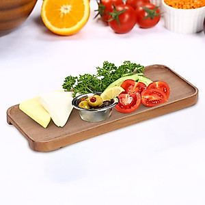 ASLASL Wood Serving Platter 14inx5.5in Natural Acacia Wood Tray,Tea/drinkdinner Tray,Snack Tray,for Home Kitchen Decor,Food,Fruit,Charcuterie,Appetizer Serving Tray,Cheese Board(3PCS/13.78in)