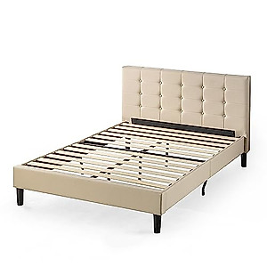 ZINUS Ibidun Upholstered Platform Bed Frame, Mattress Foundation, Wood Slat Support, No Box Spring Needed, Easy Assembly, Full, Beige