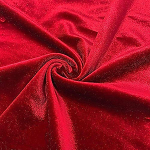 Barcelonetta | Stretch Velvet Fabric | 90% Polyester 10% Spandex | 60" Wide | Sewing, Apparel, Costume, Craft (Red, 2 Yards)