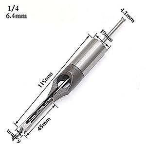 4Pcs HSS Mortise Chisel Set Woodworking Square Drill Bits Wood Hole Saw with Twist Drill
