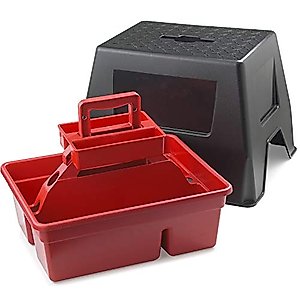 LITTLE GIANT Stable Storage Box and Stool DuraTote Stool and Tote Box with Carrying Handle (Red) (Item No. DTSSRED)