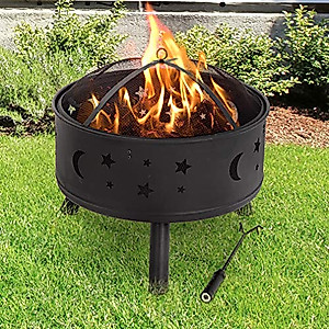 24" Outdoor Fire Pit Round FirePit Metal Fire Bowl Fireplace Backyard Patio Garden Stove for Camping, Outdoor Heating, Bonfire, Picnic