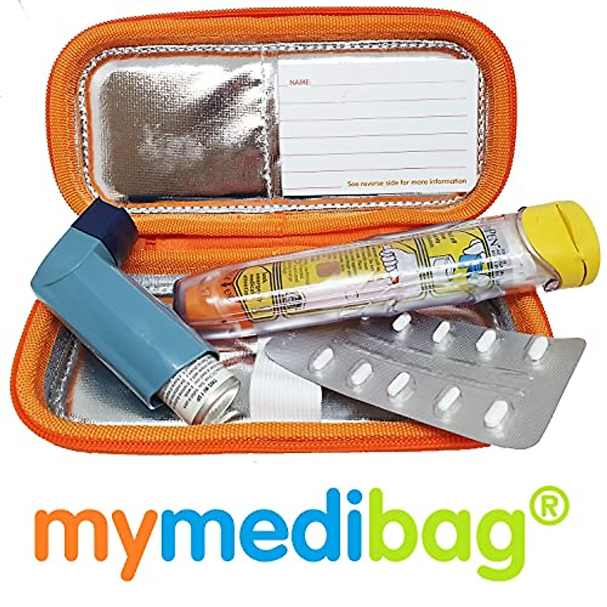 MyMediBag Double Epipen Holder | Hardcase Insulated Epipen Case | Highly Visible and Noticeable EpiPen Carrier Bag in Case of an Emergency | Bright Orange Epipen Carry Case Insulated Pouch