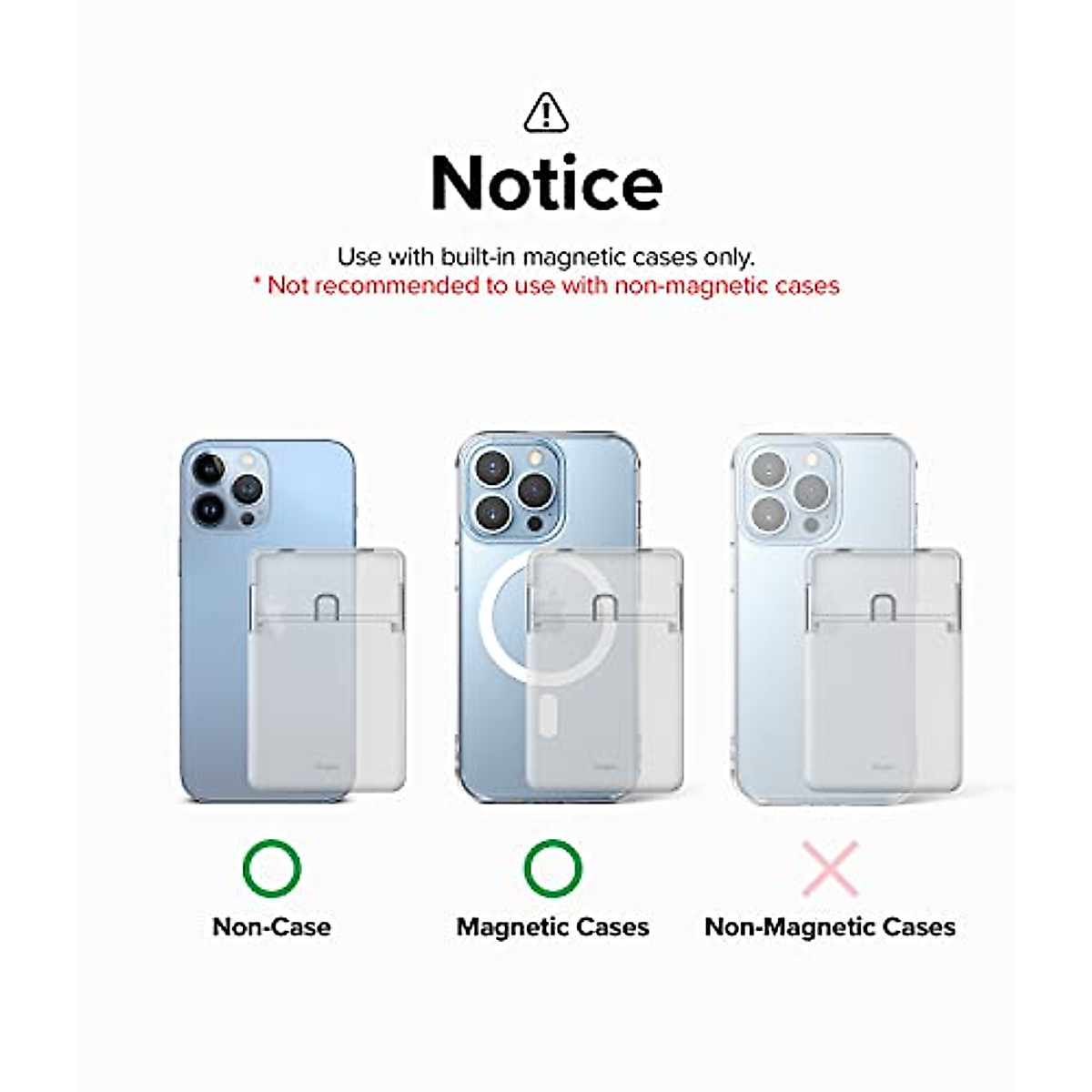 Ringke Magnetic Stand Slot Card Holder [Phone Wallet + Stand] ID & Credit Card Holder for Phone Case, Magnetic Card Wallet Compatible with Magsafe, iPhone 13, 12, Pro Max Mini - Clear & Light Gray