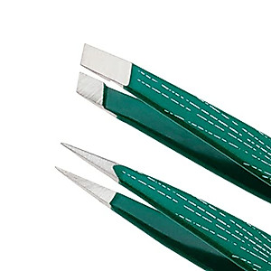 Tweezerman Emerald Shimmer Micro Mini Slant & Point Tweezer Set