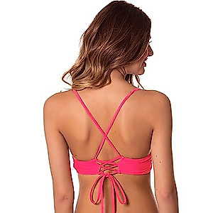 RELLECIGA Women's Watermelon Red Strappy Longline Triangle Bikini Top Size X-Large