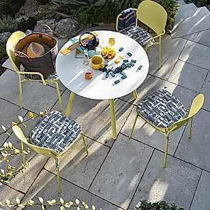 LVTXIII Outdoor Chair Cushions Set of 4, Patio Seat Cushions D16xW17 with Ties, Water Repellent Chair Pads for Patio Furniture Garden Use, QR Code Navy