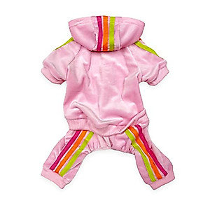 fabdog Dog Jogger Hoodie - Comfy Velour Dog Sweater For All Dogs - Soft, Lightweight Dog Clothes Ideal For Gift - Fits Neck Sizes 20" | Pink