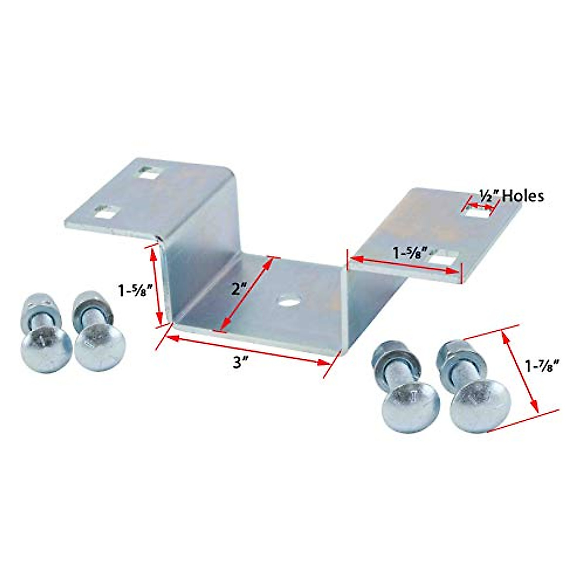 Mytee Products (4 Pack) Utility Trailer Bolt ON Stake Pocket (1/8" Thick 11 Guage), 3" x 1-1/2", Trailer Truck, Board Holder, Zinc Coated, Flatbeds