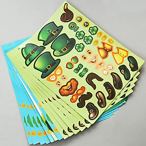 GloDreAm 24PCS St. Patrick’s Day DIY Stickers for Kids - Shamrock Lucky Irish Leprechaun Party Games Favors Supplies - School Class Activity Crafts