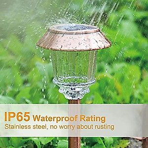 XMCOSY+ Solar Pathway Lights - 4 Pack Solar Lights Outdoor Waterproof IP65 Auto On/Off, Garden Lights Solar Powered 10-40 LM Dimmable Warm White Landscape Lighting for Patio Yard Lawn Driveway Walkway