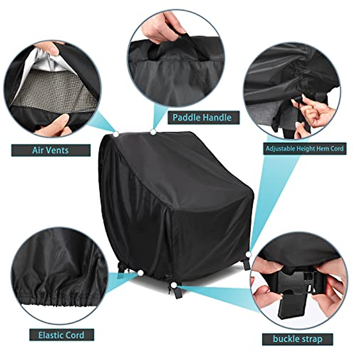 VARIETYFACE Waterproof Patio Furniture Covers,Outdoor Chair Covers 2 Pack Sunproof,Durable Lawn Chair Covers,Fits up to 35W x 38D x 31H inches Black