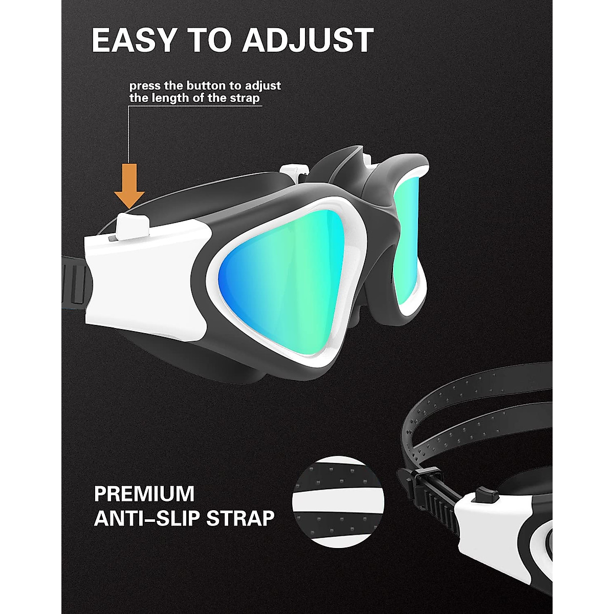 Kimasha Swim Goggles, Polarized Swimming Goggles Swimming Goggles for Men Women Adults,Anti Fog/UV Protection (Polarized + Mirror Gold)