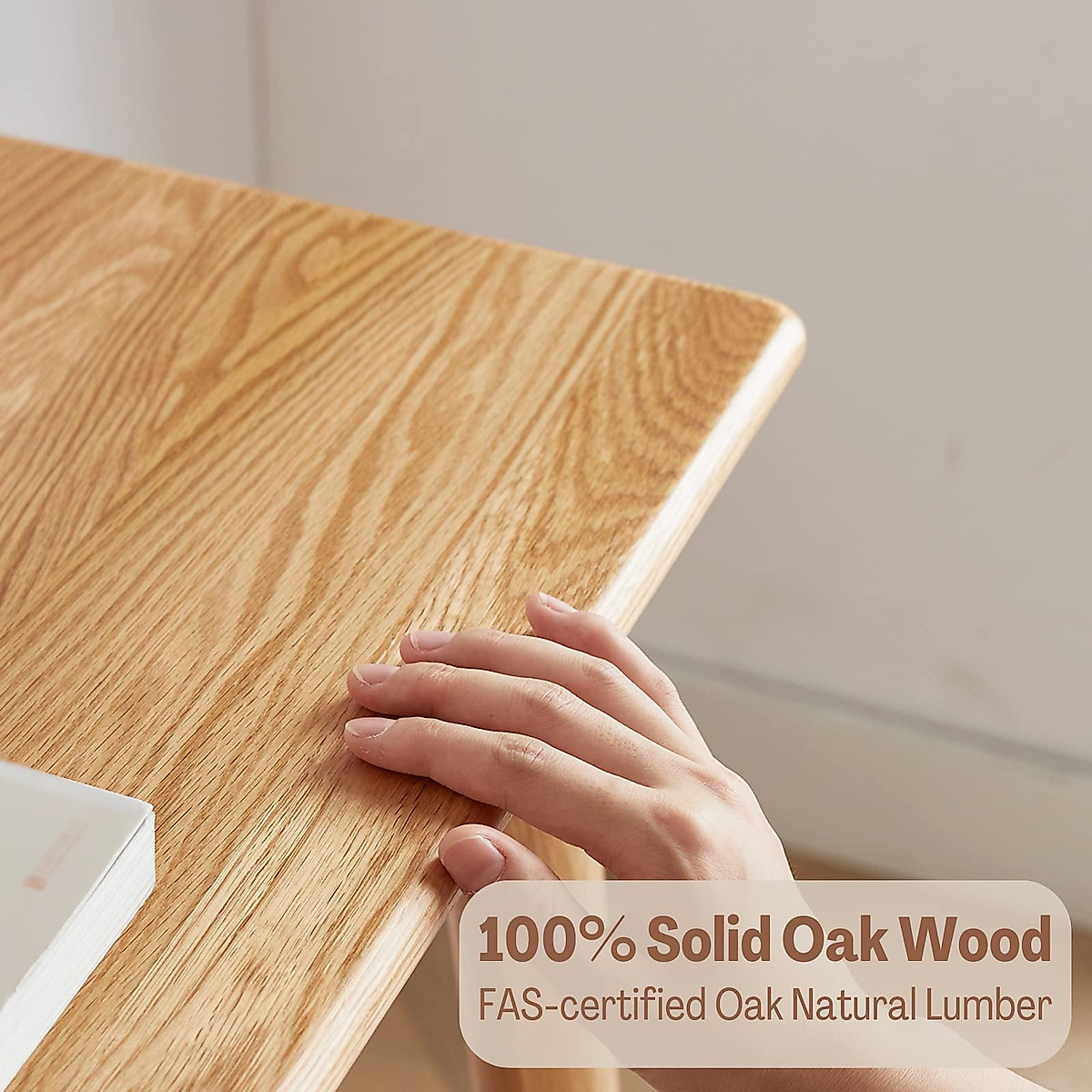 Bamskov 100% Solid Oak Wood Desk Office Desk with Drawers - Easy Assembly Small Desk with Drawers for Home Office and Dormitory (39.37"x 21.65"x 29.92")