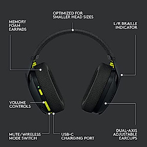 Logitech G435 LIGHTSPEED Wireless Bluetooth Gaming Headset - Lightweight, built-in mics, 18h battery, compatible with Dolby Atmos, PC, PS4, PS5, Nintendo Switch, Mobile - Black