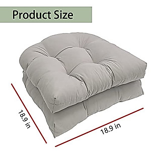 ATIASRAMA 2 Pack Seat Cushions Waterproof Outdoor Indoor-18.9" x 18.9" All Weather Rocking Chair Cushions U-Shape for Patio Furniture Thicken Outdoor Wicker Chair Seat Replacement