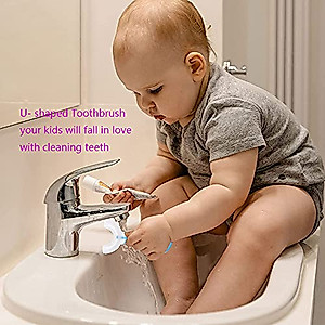 HGR 2Pcs Kids U- Shaped Toothbrush, Manual Toothbrush Oral  Cleaning Tools for Children Training Teeth Cleaning Whole Mouth Toothbrush for Kids (Aged 2~6)