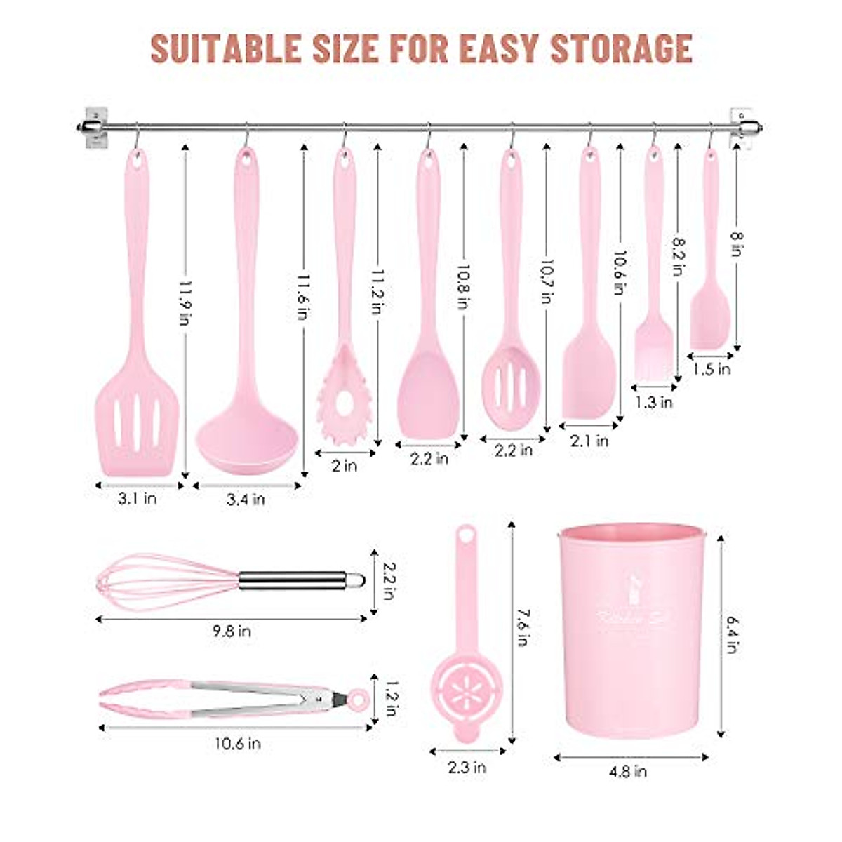 Kitchen Utensils Set-12 Pieces Silicone Cooking Utensils Set (Dishwasher Safe) 392°F Heat Resistant Spatula Set, Nonstick Cookware