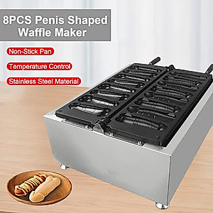 Mvckyi Commercial 8 PCS Electric Waffle Maker with removable plates, Non Stick Penis Shape Waffle Machine Hot Dog Baker, Strange Shape Sausage Grill Waffle Baker for Fast Food Restaurant Equipment