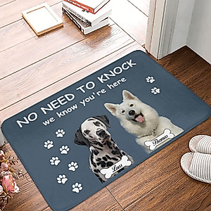 Custom Door Mat Personalized Dog Welcome Doormat Front Door Mat - No Need to Knock - Hope You Brought - Housewarming Gift Customized Outdoor Welcome Mat Rug Home Decor Dog Doormats (Style 1)