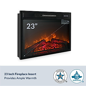 BELLEZE 31 Inch Mantel with Electric Fireplace, 1400W Heater with Remote Control and Realistic LED Flames, Mantel Cabinet for Living Room, Bedroom - Brown