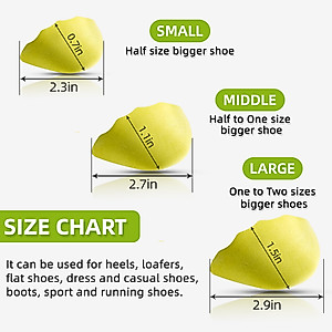 Shoe Fillers for Loose Shoe,Toe Filler Inserts,Shoe Inserts for Shoe Too Big,Heel sliping Make Shoes Fit,for Both Men and Women.Middle:(Half to One Size Bigger)/Green