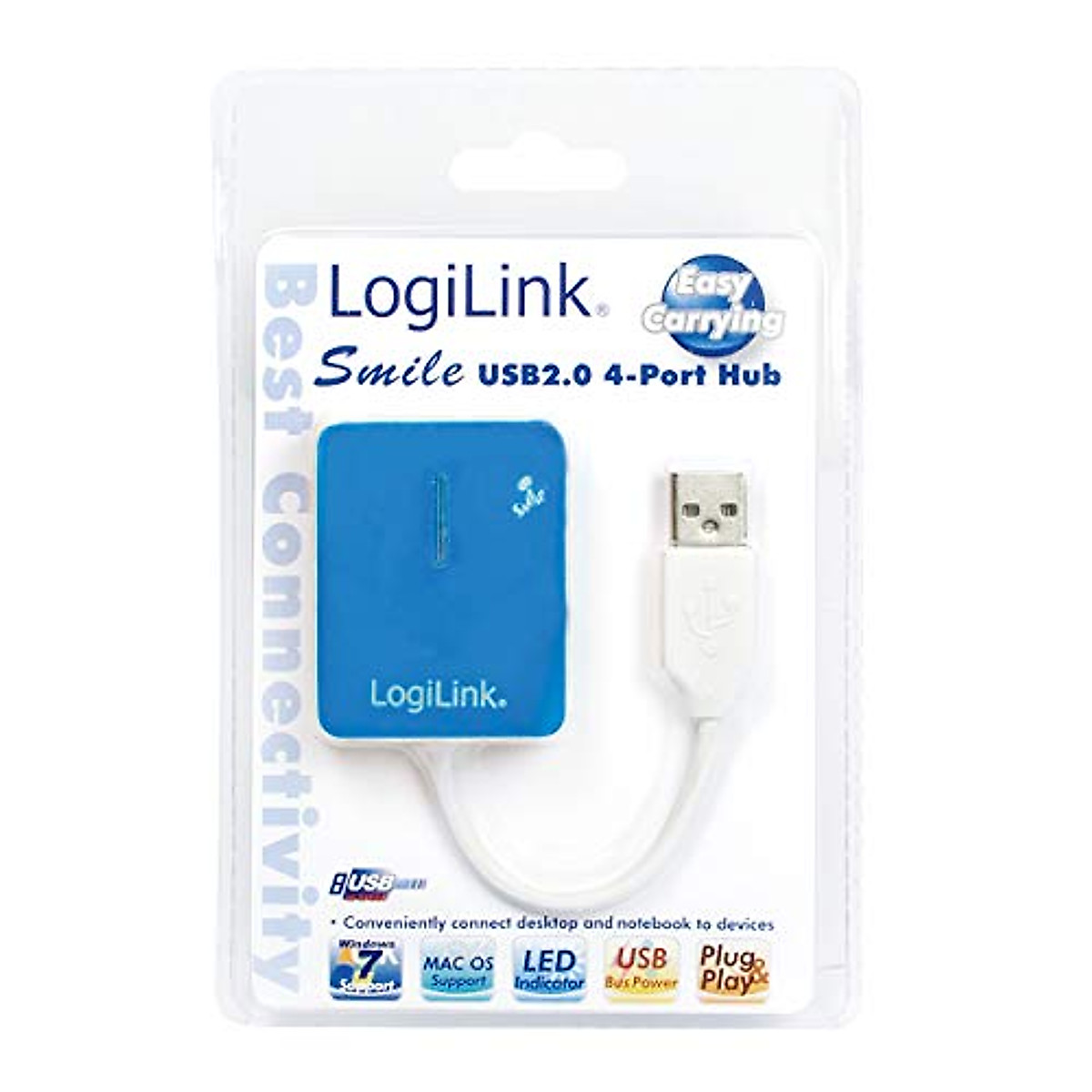 Logilink Smile 4 Port USB 2.0 Hub - Blue