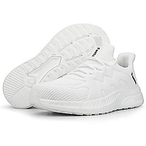 Feethit Running Shoes for Women Non Slip Walking Tennis Shoes Slip on Work Gym Fashion Sneakers White 5.5