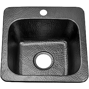 Monarch Abode 19192 Matte Black Hand Hammered Baxter Bar Prep Sink (15 inches)