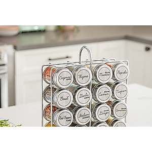 orii 20 Jar Spice Rack Stainless Steel Filled with Spices - Standing Rack Shelf Holder & Countertop Spice Rack Tower Organizer for Kitchen Spices with Free Spice Refills for 5 Years