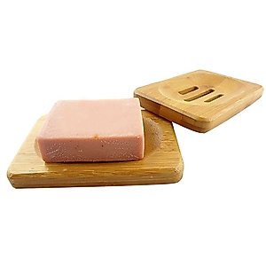 AkoMatial 1Pc Natural Bamboo Wood Soap Dishes Soap Tray Dish Storage Holder Plate for Shower Bathroom