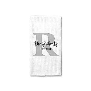 CANARY ROAD Custom Waffle Weave Dish Towel | Personalized Kitchen Towel | Housewarming Gift | Wedding Gift | Personalized Dish Towel | Housewarming Gift