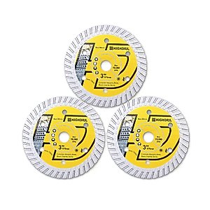 HIGHDRIL Diamond Saw Blade, 3PCS 3in/75mm x Arbor 3/8inch/10mm for Granite,Hard Concrete,Ceramic,Hard Porcelain