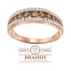 Brandy Diamond 14K Rose Gold Chocolate Brown Diamond Absolutely Stunning Eternity Band Ring 1/2 Ctw.