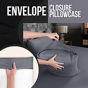 Utopia Bedding King Pillow Cases - Pack of 4 - Envelope Closure - Soft Brushed Microfiber Fabric - Shrinkage and Fade Resistant Pillow Covers King Size 20 X 40 Inches (Grey)