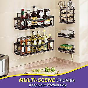 FAFOOU Shower Caddy Organizer 5 Pack, Self Adhesive Shower Shelves Basket for Bathroom Storage Home Decor, Shower Shelf for Inside Shower Rack, Wall Mounted RV Shower Accessories Shampoo Holder Black