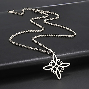 Dreamtimes Silver Color Witch Necklace for Women Celtic Knot Necklace Witches Knot Protection Amulet Triquetra Necklace Wiccan Jewelry Satanic Necklace Witch Pendant Jewelry (Silver)