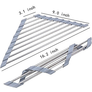 Acykroyee Anti-Rust Stainless Steel Caddy Sponge Holder, Multi-Function Roll-up Drying Rack for Sink Corner Kitchen (Gray)