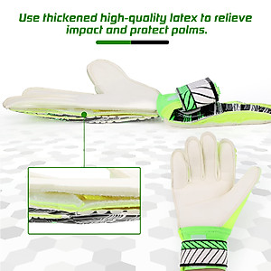 Zuuwee Soccer Goalie Gloves for Kids Size 5 Gal Youth Goalkeeper Finger Save Football Field Player Keeper Boys Girls Professional Protection Goaly Predator Glove 8-12 (Black and Green)