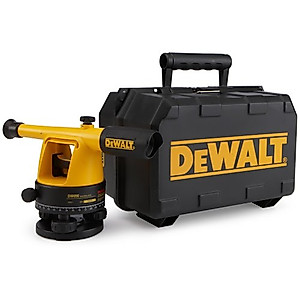 DEWALT Transit Level, Surveying Tool with Tripod and Rod, 20X Magnification (DW090PK), Yellow & Black
