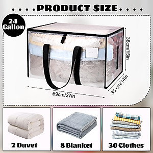 Dntorx 6 Pack Large Clothes Storage Bags with Lids Transparent Moving Bags Heavy Duty Moving Totes Packing Bags with Zips for Moving House Clothes Bedding Duvet Toys Storage